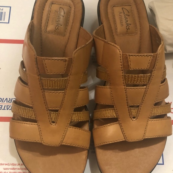 Clarks | Shoes | Clarks Tan Leather Sandals 7 | Poshmark
